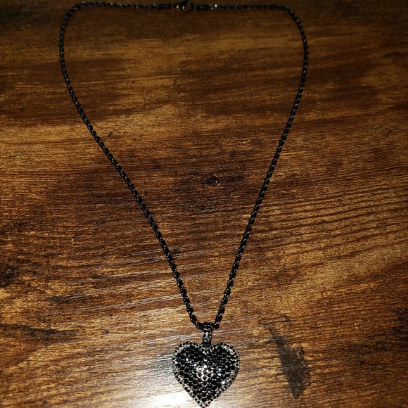 Jewelry | Iced Out Black Heart Pendant W Free 2 Rope Chain | Poshmark